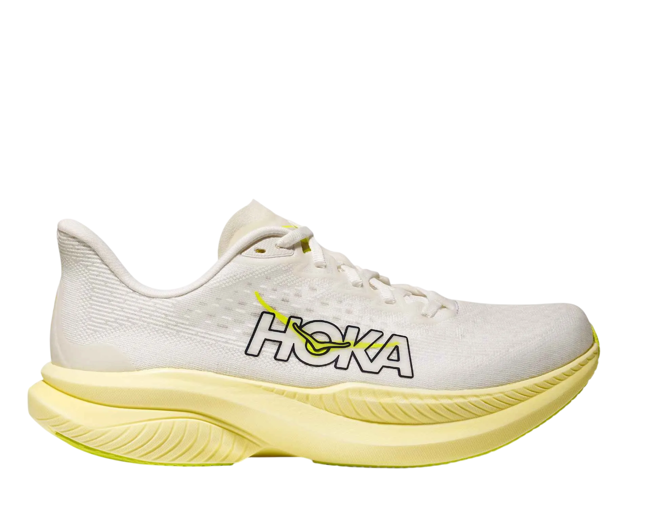 Hoka Mach 6 Womens Road Running Shoes - White/Neon Hoka Citrus